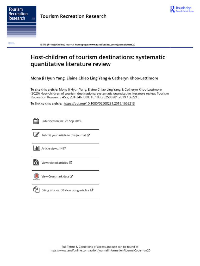 Host-children of tourism destinations systematic quantitative ... Host-children of tourism destinations systematic quantitative ...