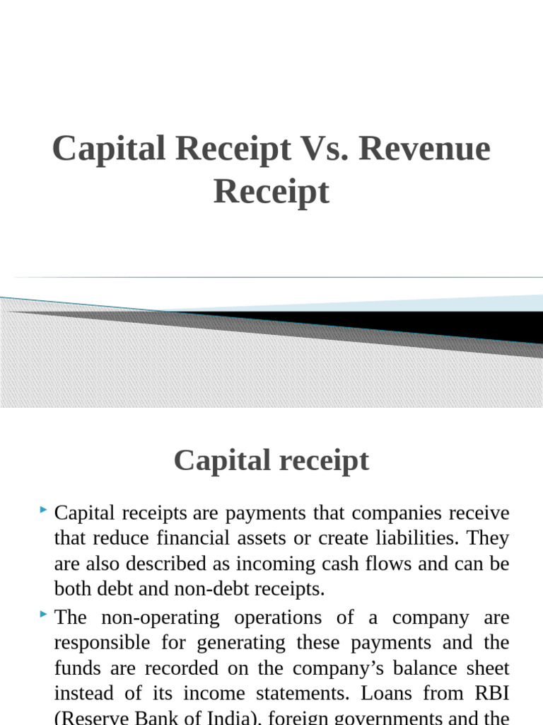L-6, Capital Receipt vs. Revenue Receipt | PDF | Revenue | Income Statement