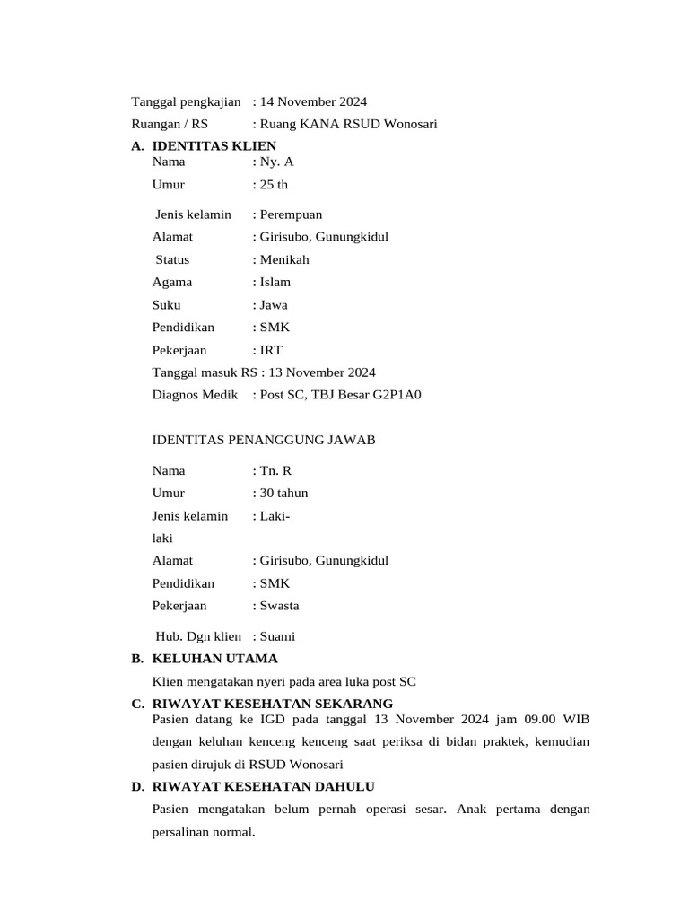 Nyeri Post SC di RSUD Wonosari | PDF | Kesehatan Holistik
