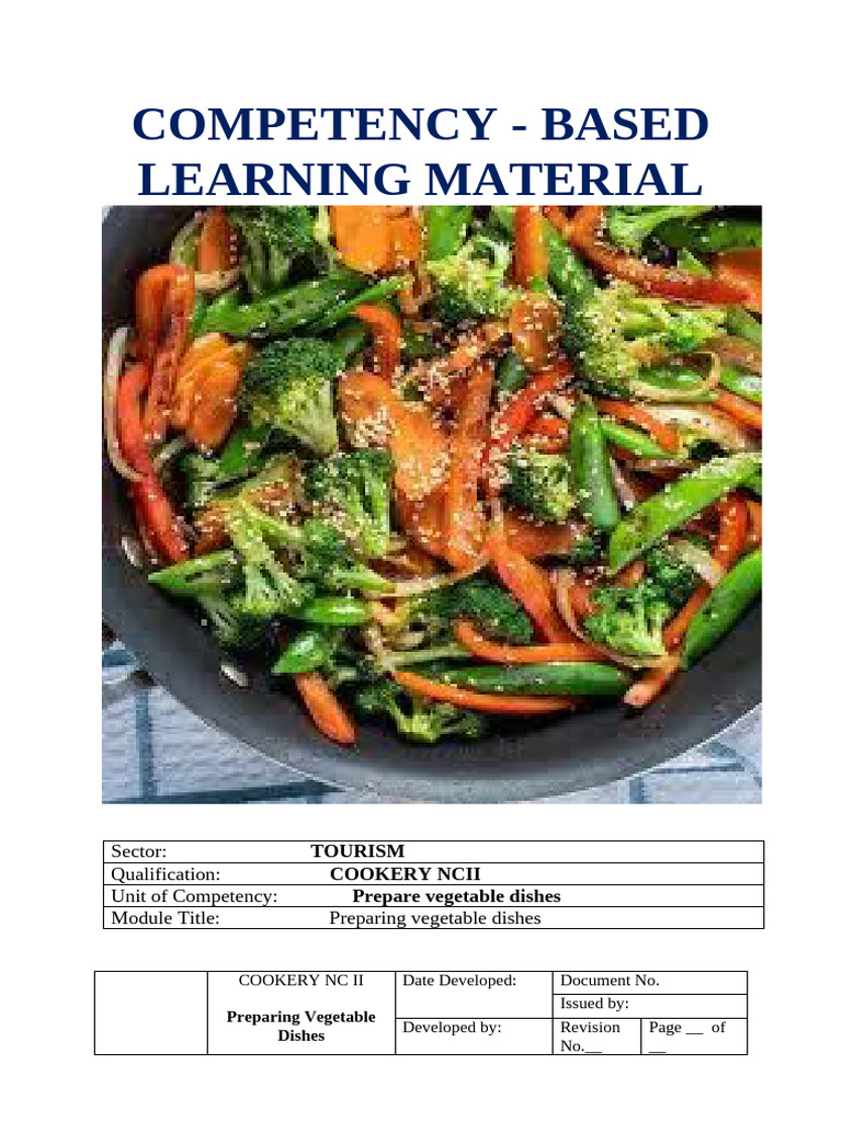 CBLM PREPARE VEGETABLE DISHES | PDF | Vegetables | Cooking
