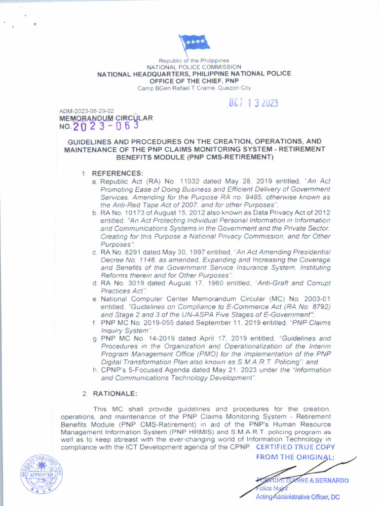 PNP MC No 2023-063 | PDF