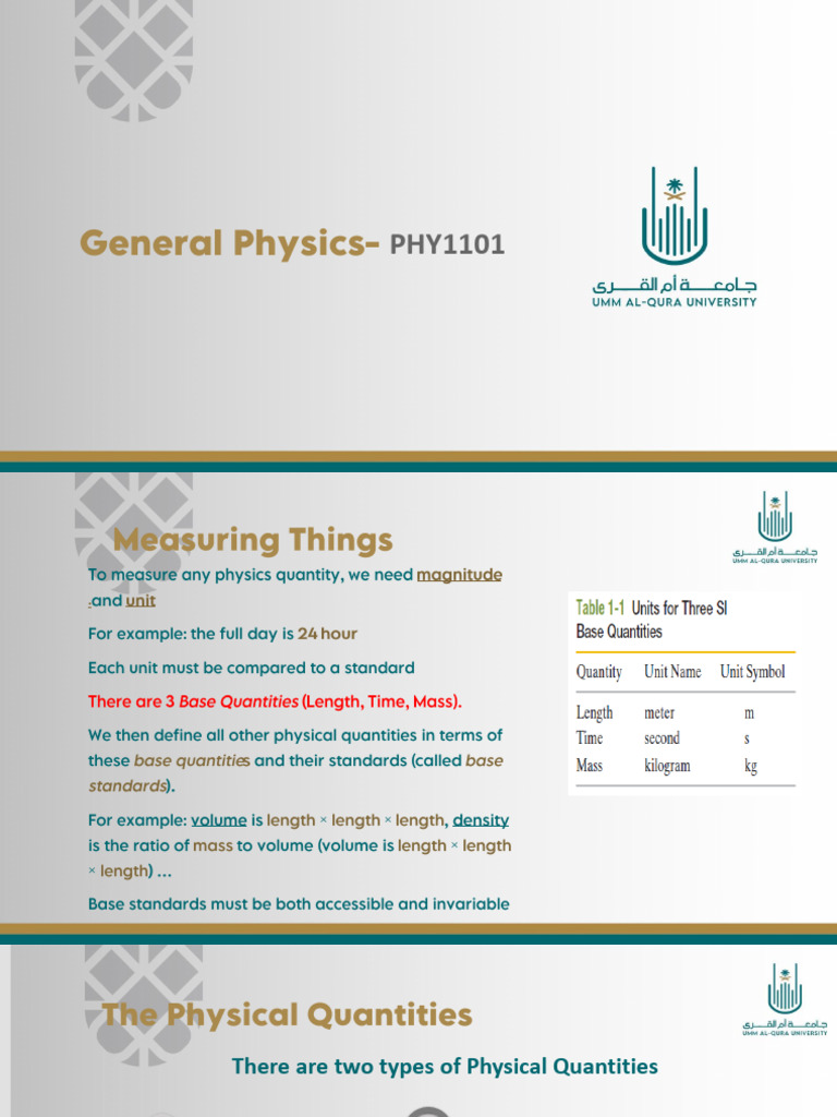 PHY1- CH1 | PDF | International System Of Units | Physical Quantities