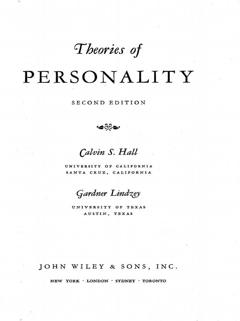 Theories of Personality Hall and Lindzey | PDF