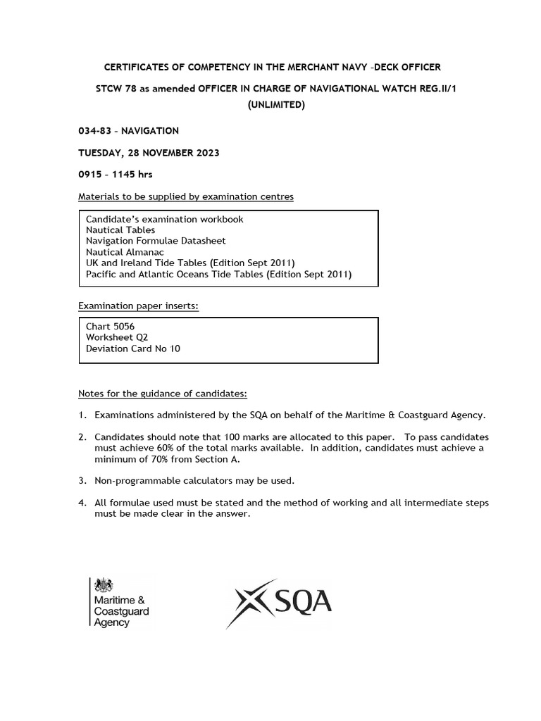 Merchant Navy Deck Officer Exam Guide | PDF | Navigation | Ships