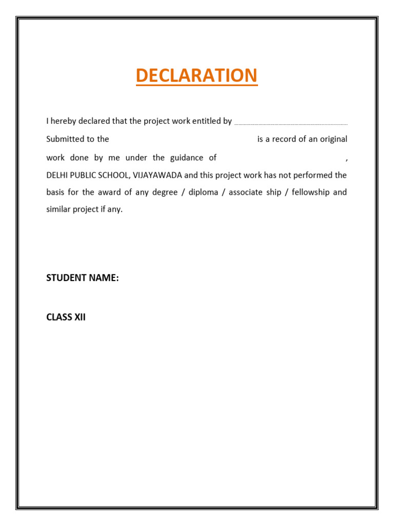 Declaration: Chemistry Department | PDF