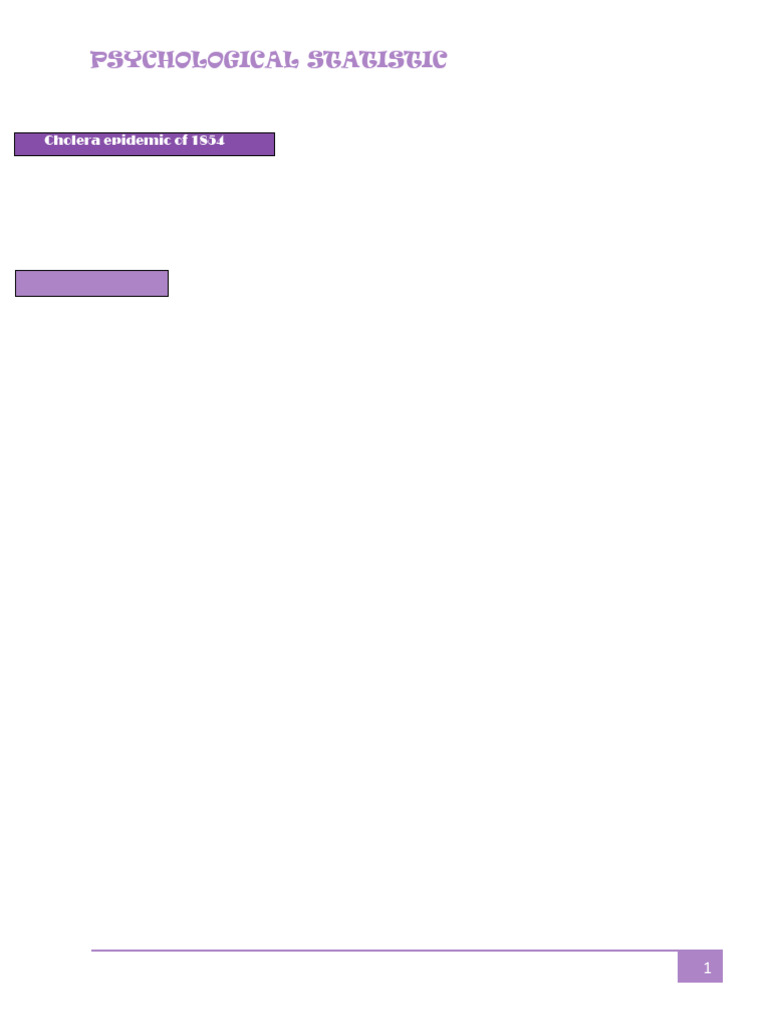 Cholera Epidemic of 1854 | PDF