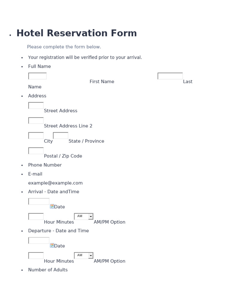 Hotel Reservation Form | PDF