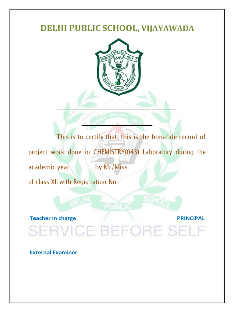 Chemistry Project Certificate 2024-25 | PDF