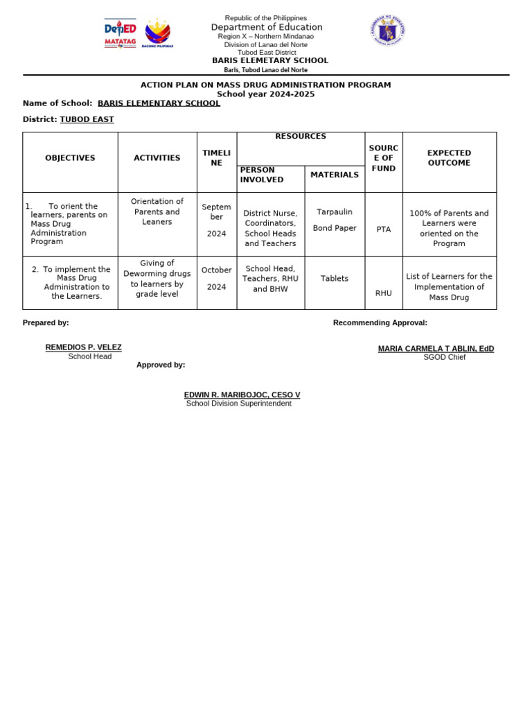Action Plan On Mass Drug | PDF