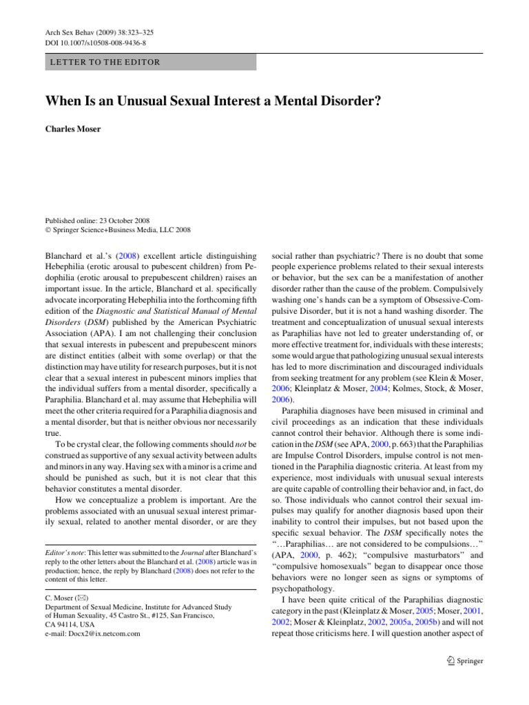 Rethinking Paraphilia Diagnoses | PDF | Mental Disorder | Diagnostic ...