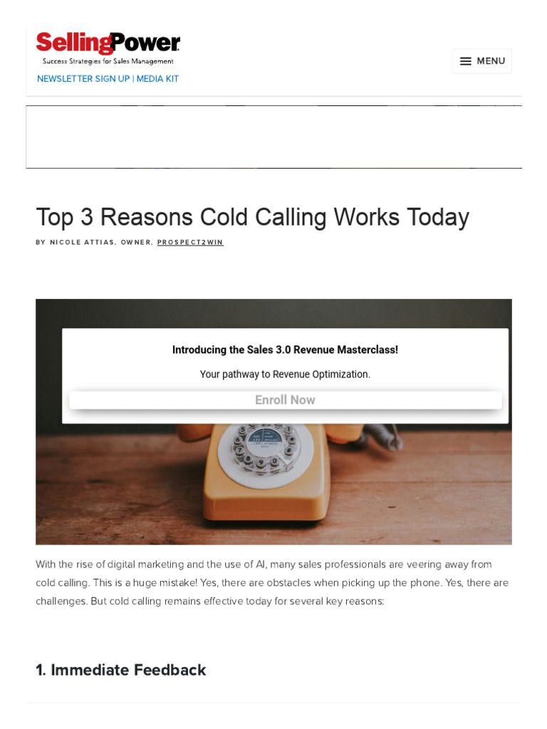 Sales Strategy - Top 3 Reasons Cold Calling Works Today - Selling Power ...