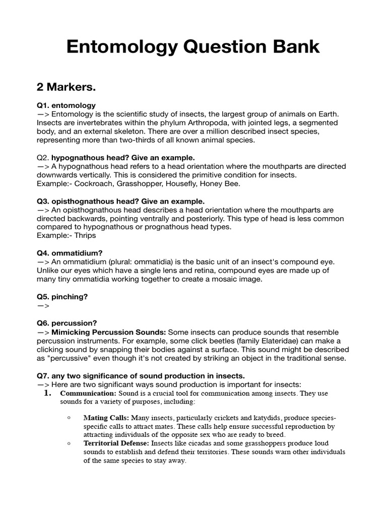 Entomology Questionbank | PDF | Mimicry | Insects
