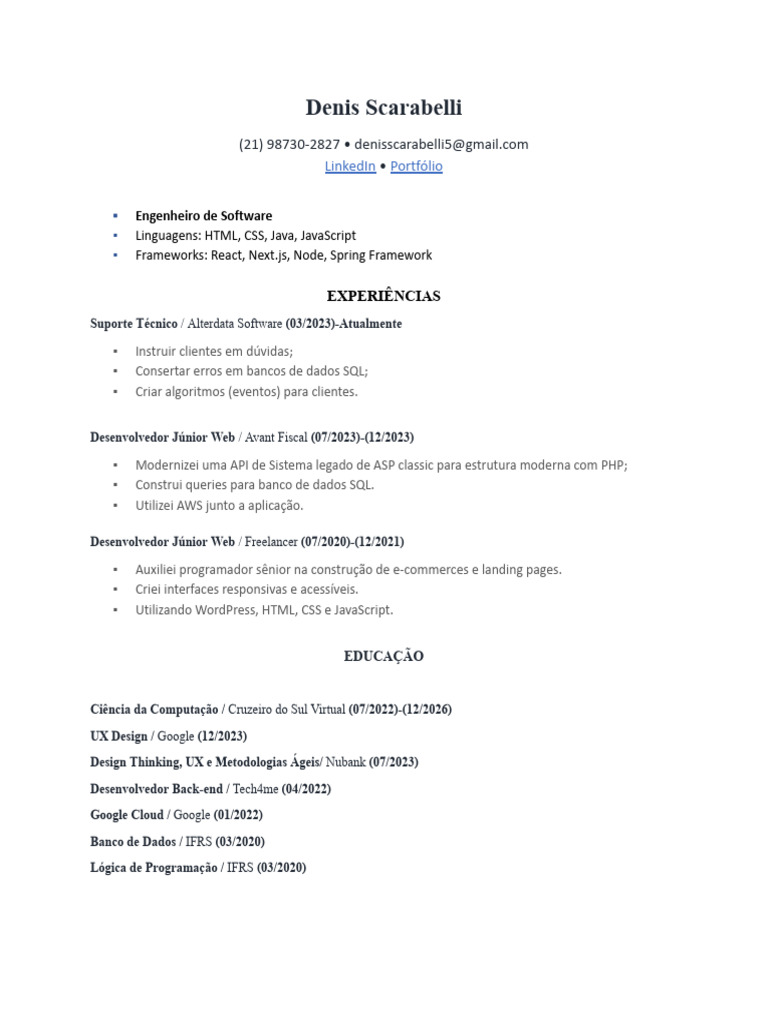 Currículo Denis | PDF