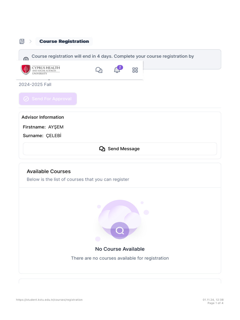 Course Registration - KSTU UMS | PDF