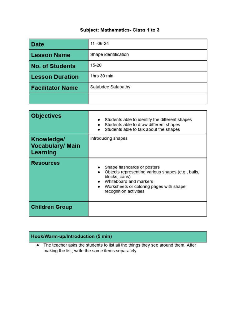 Mathematics - Class 1 To 3 | PDF | Shape | Cognitive Science