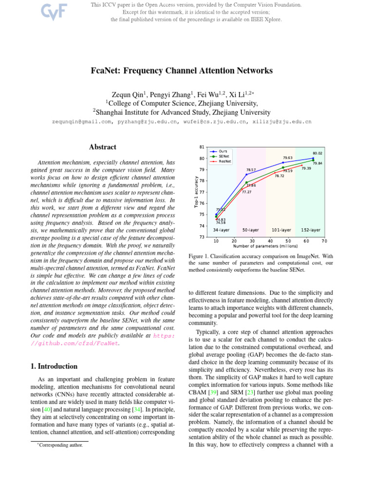 FcaNet Frequency Channel Attention Networks | PDF | Data Compression | Computing