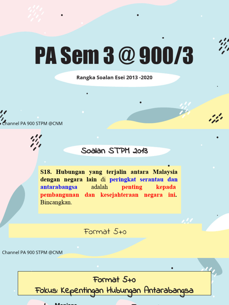 Rangka Soalan Esei PA Sem 3 2013-2020 | PDF