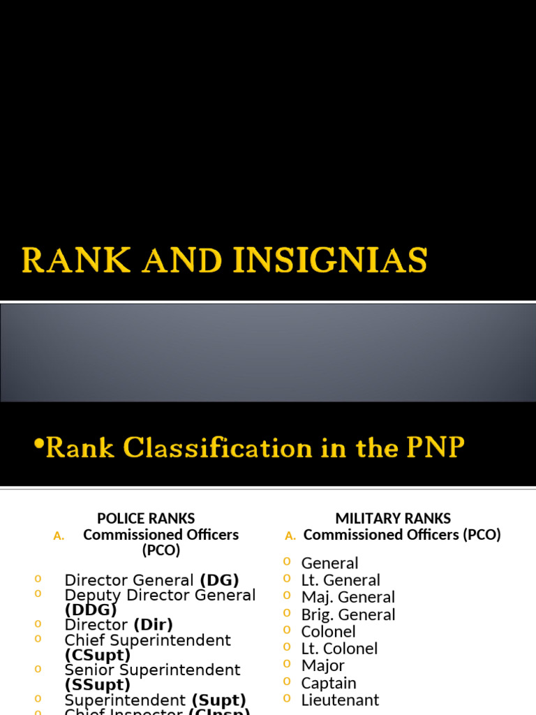 PNP Rank Classification Update 2023 | PDF | Inspector | Sergeant