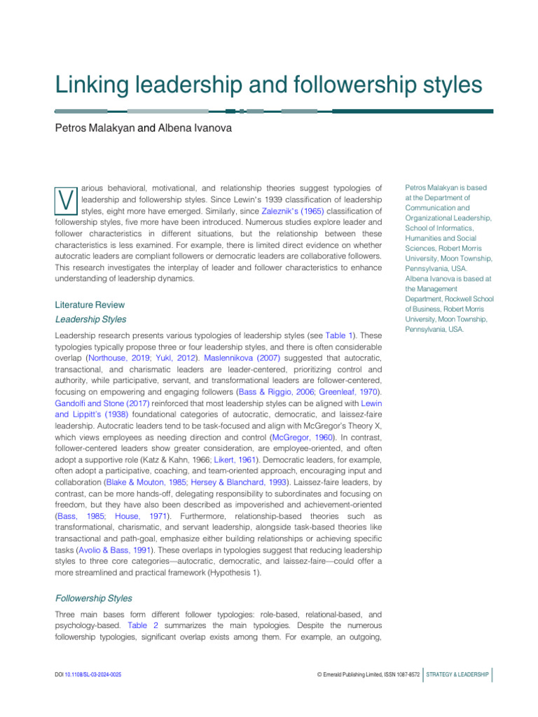 Leadership and Followership Dynamics | PDF | Leadership | Factor Analysis