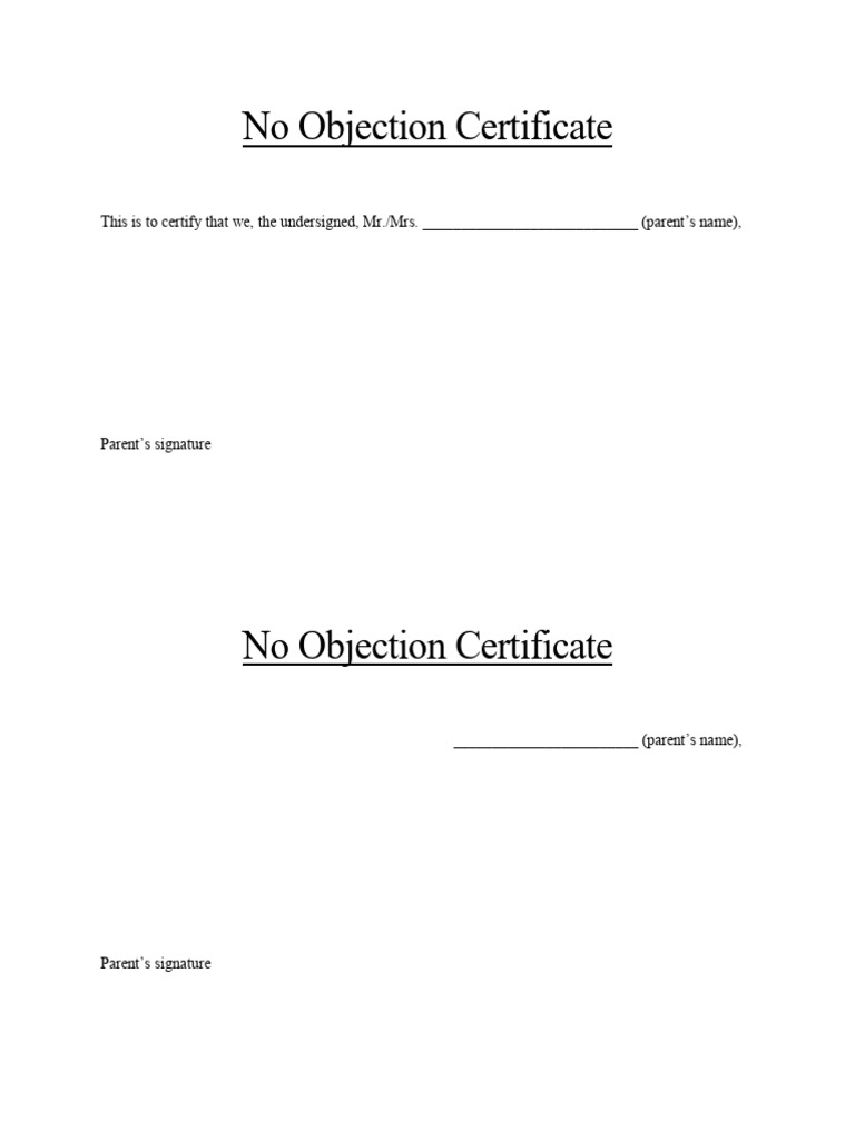 No Objection Certificate | PDF