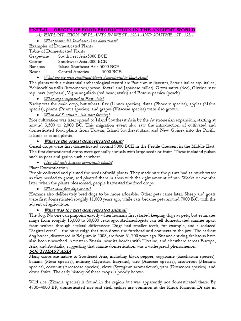 Unit 2 All | PDF | Agriculture | Neolithic