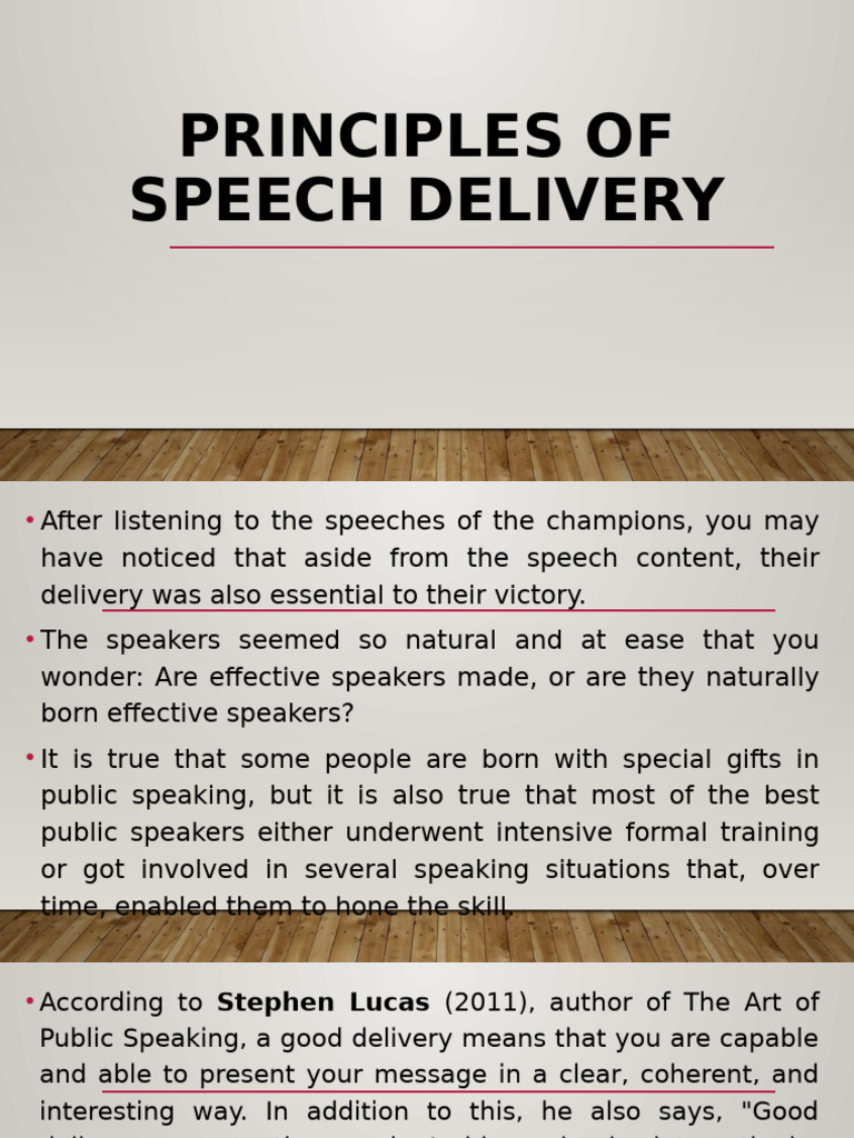 For Reference Principles of Speech Delivery | PDF | Public Speaking ...