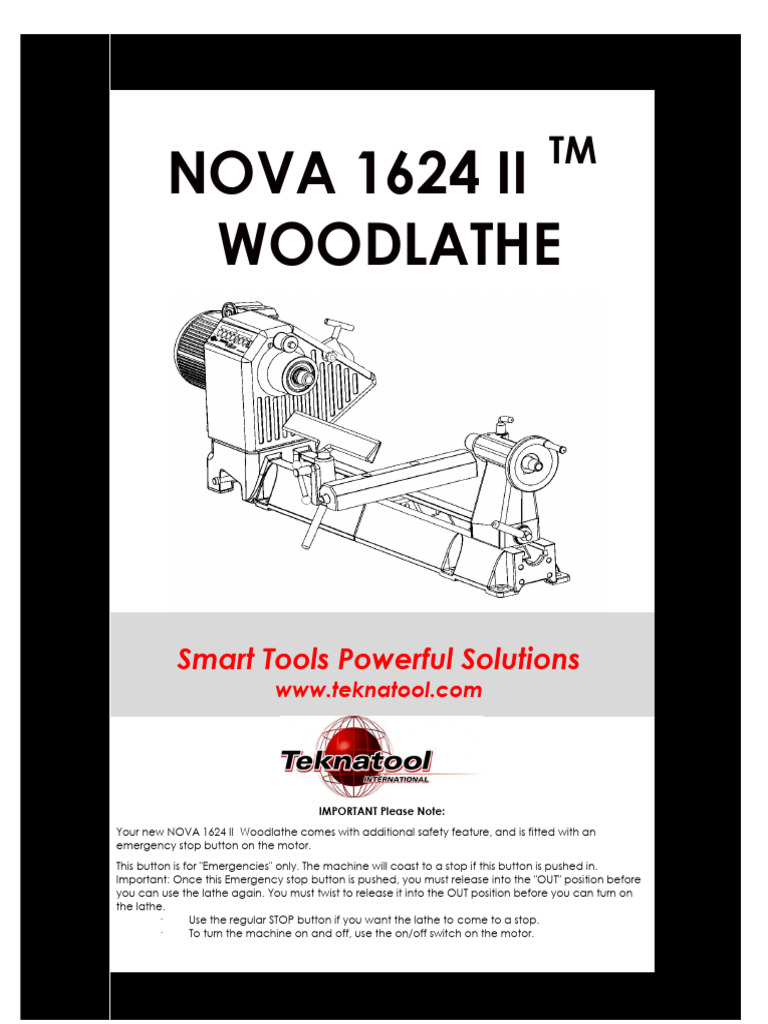 NOVA 1624 Manual - June 2016 - ESL1 FINAL | PDF | Screw | Belt (Mechanical)