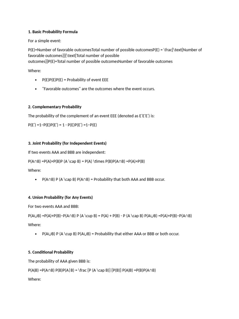 Basic Probability Formula | PDF