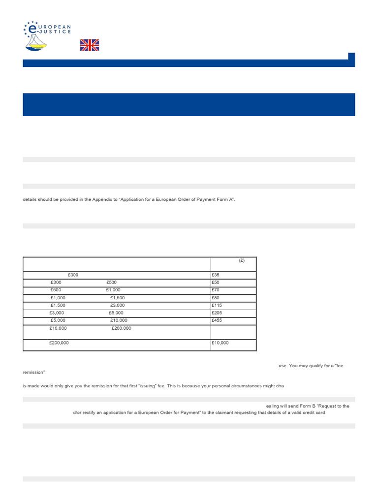 Court Fee Information | PDF | Payments | Pound Sterling