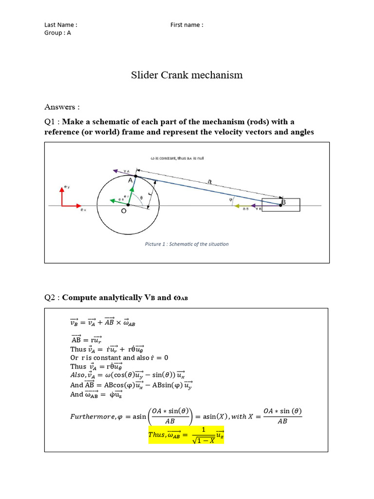 Slider Crank Mechanism Mathlab | PDF | Mechanics | Physics