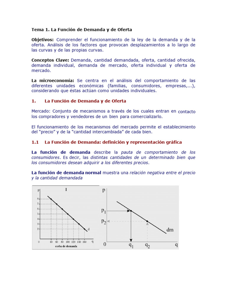 Función de Demanda y Oferta en Microeconomía | PDF | Oferta (economía ...