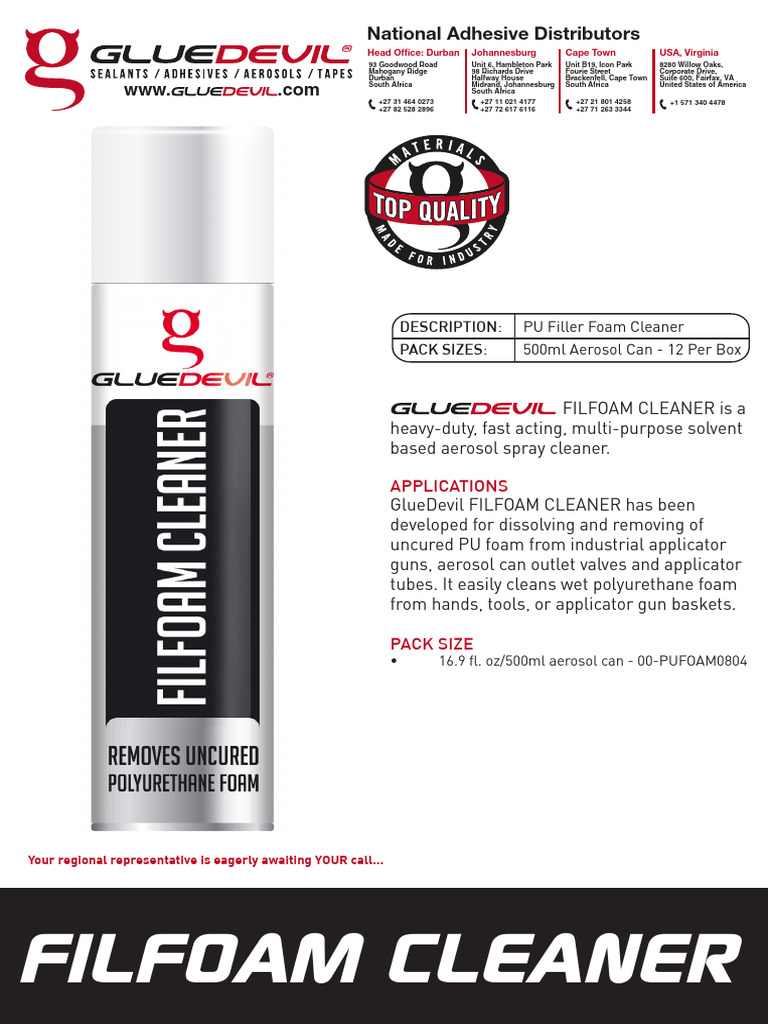 PU Foam Cleaner 500ml Aerosol | PDF | Soft Matter | Materials