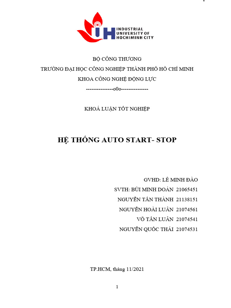 (123doc) Khoa Luan Tot Nghiep He Thong Auto Start Stop | PDF