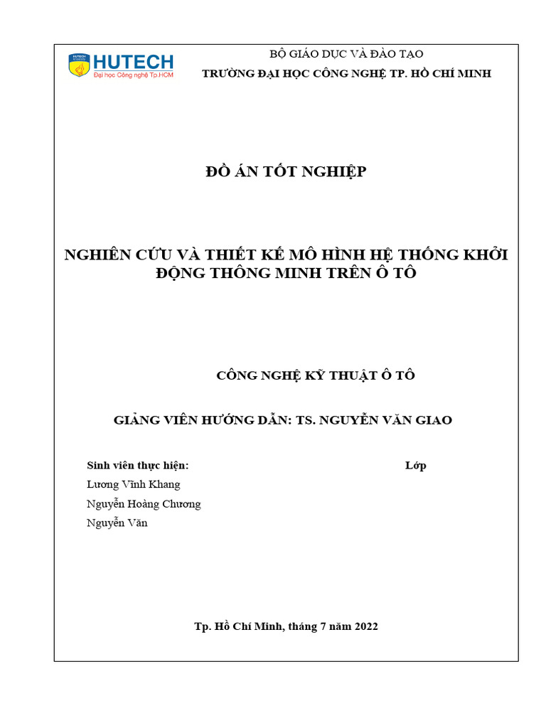(123doc) Nghien Cuu Va Thiet Ke Mo Hinh He Thong Khoi Dong Thong Minh Tren o To | PDF