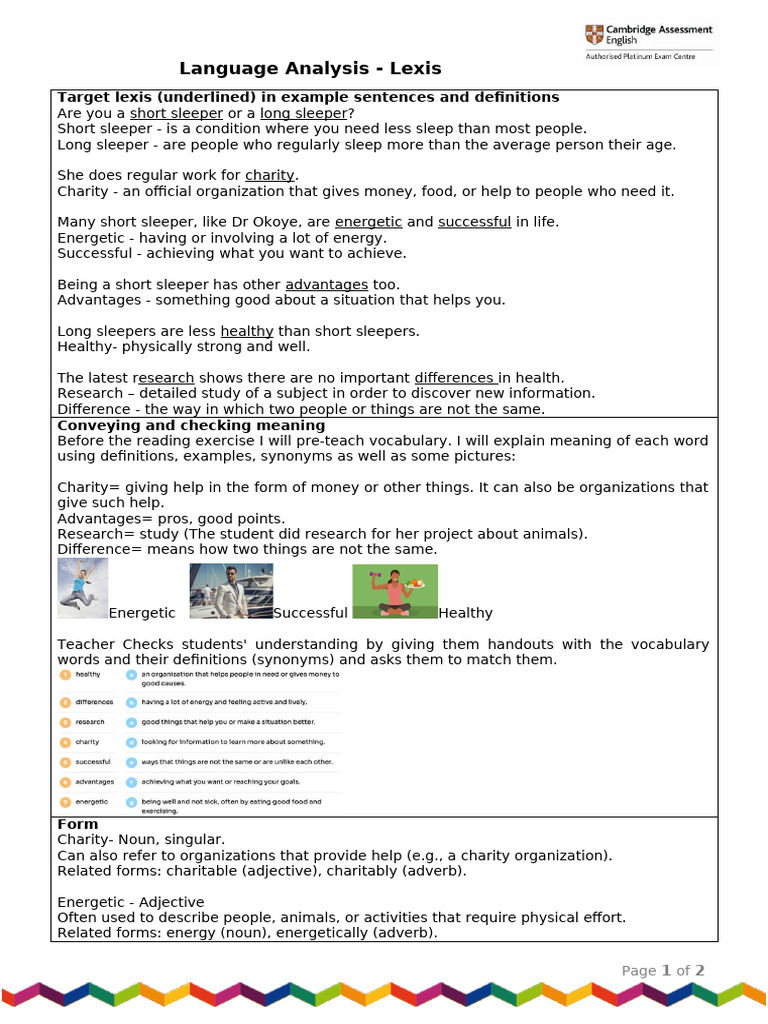 Language Analysis - Lexis 1 | PDF | Verb | Adjective