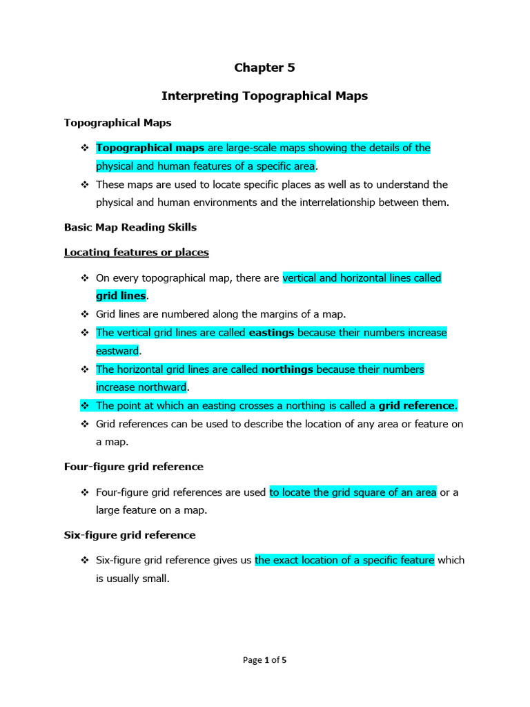 Interpreting Topographical Maps | PDF | Contour Line | Compass