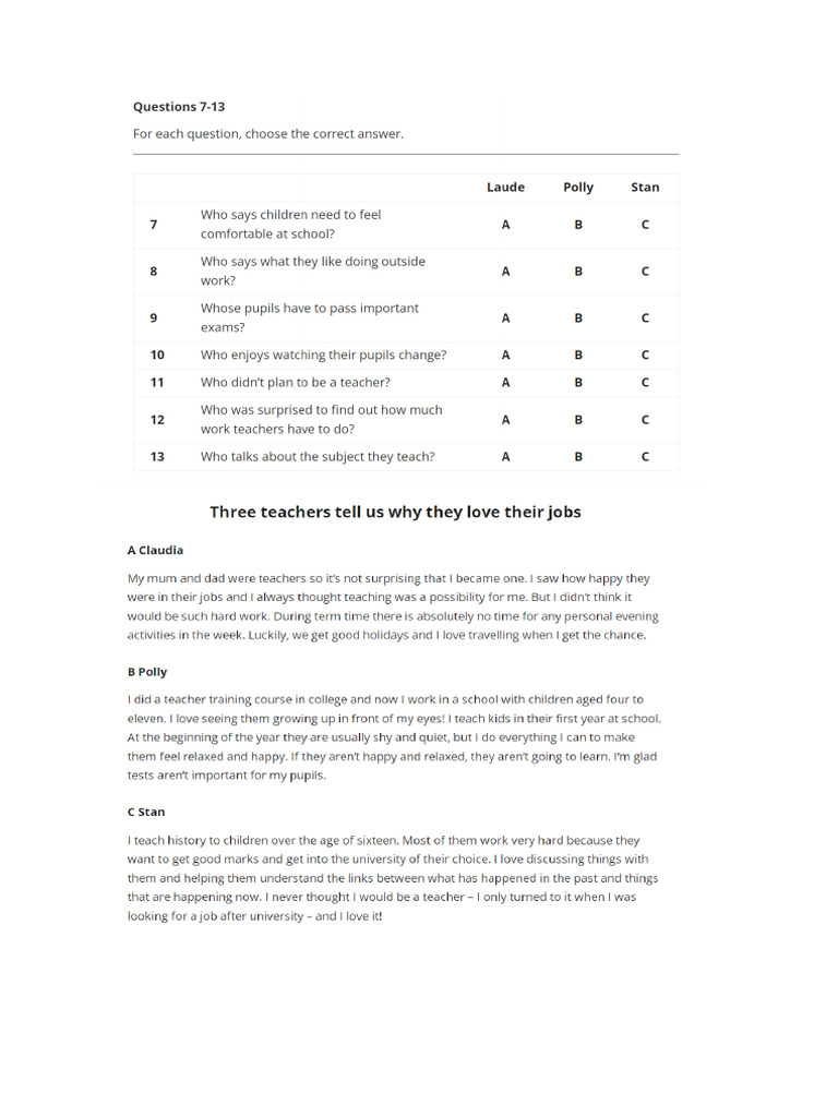A2 Reading Task 2 | PDF