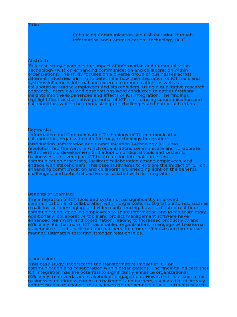 Ict | PDF | Educational Technology | Collaboration