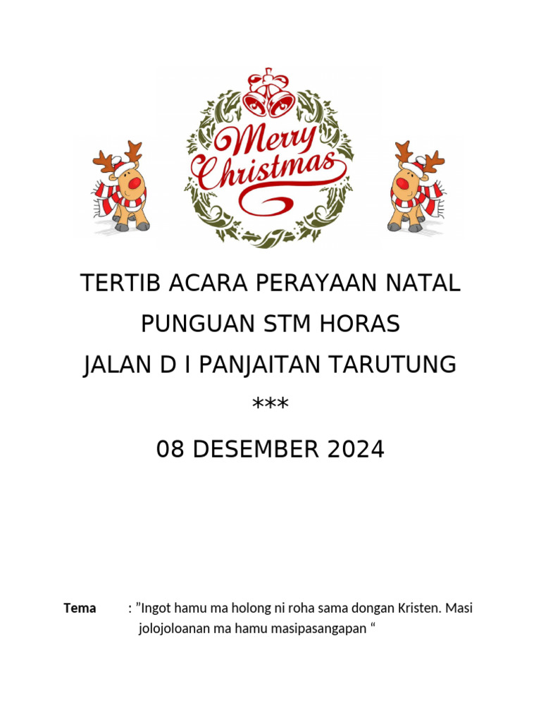 Tertib Acara Perayaan Natal STM Horas | PDF