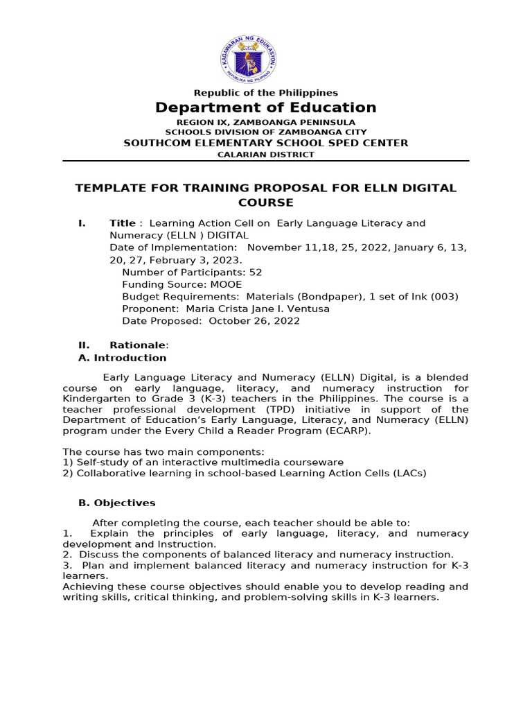 Elln Digital Matrix Proposal | PDF | Teachers | Literacy