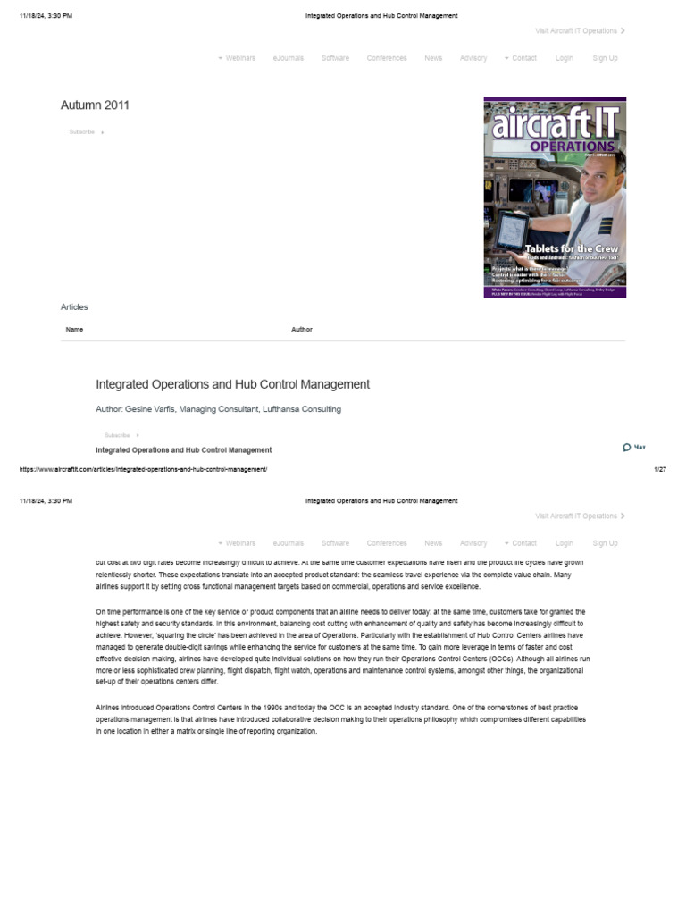 Integrated Operations Control Strategies | PDF | Airport | Information