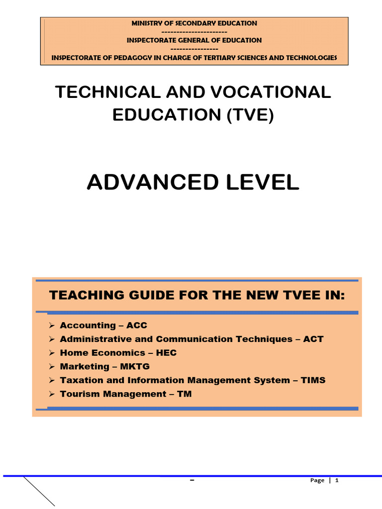 Advanced Level TVE Syllabus 2025 Guide | PDF | Secondary Education ...