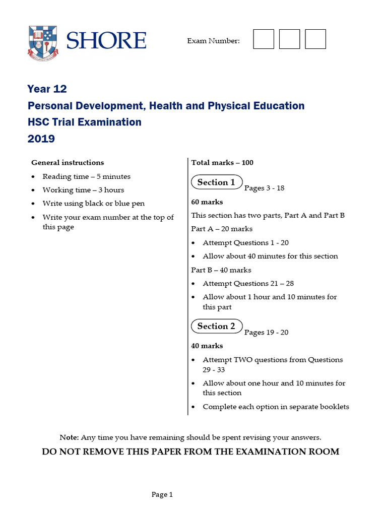 Year 12 PDHPE HSC Trial Exam | PDF | Heart | Alternative Medicine