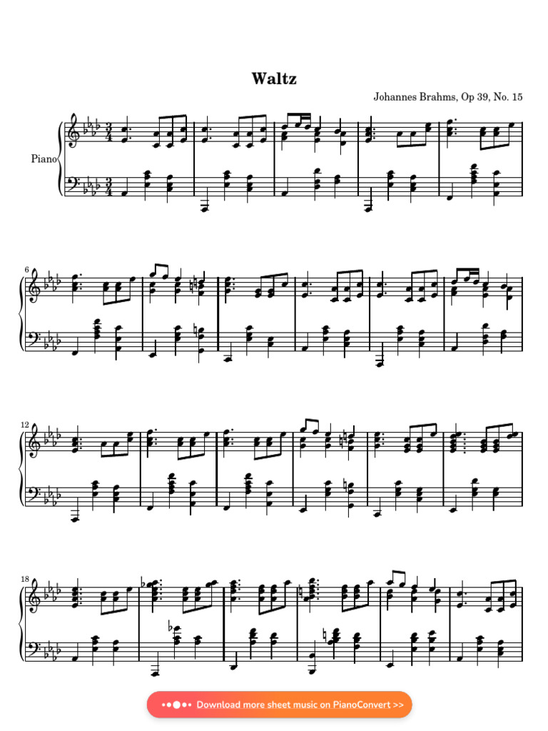 waltz-op39-15-a4 | PDF | Musical Compositions | Johannes Brahms