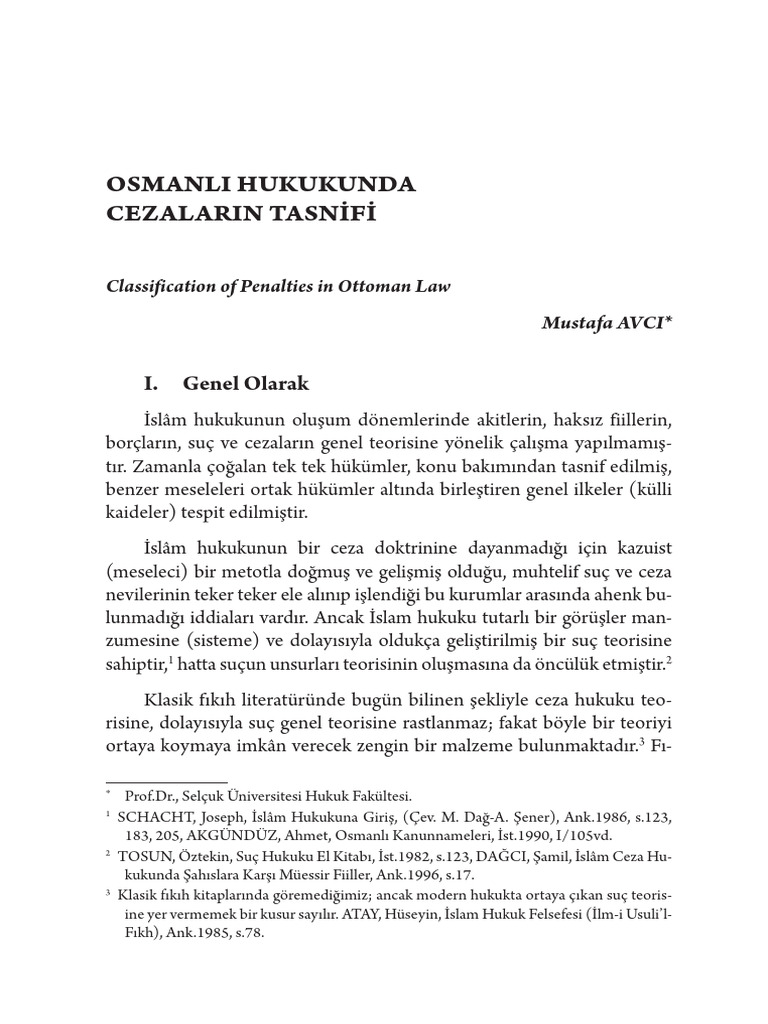 Osmanli Hukukunda Cezalarin Tasnifi - Mustafa Avci | PDF