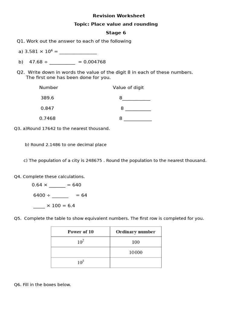Place Value and Rounding | PDF