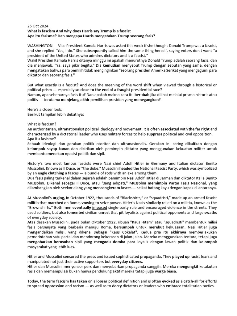 09 What Is Fascism and Why Does Harris Say Trump Is A Fascist | PDF