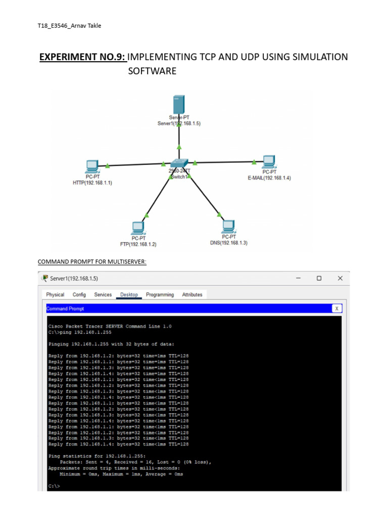 Experiment No.9:: Implementing TCP and Udp Using Simulation Software | PDF