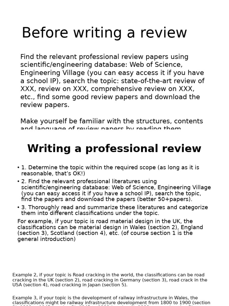 Writing a Review | PDF | Information Science