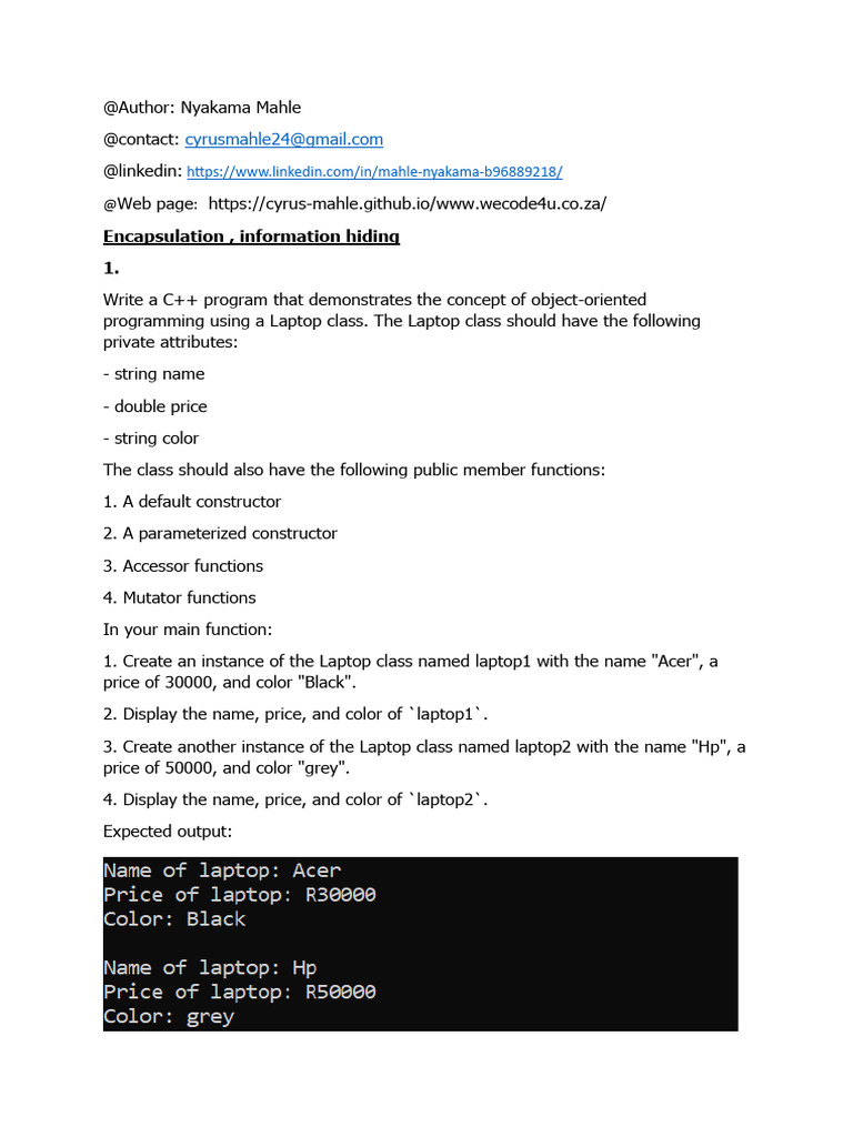 Encapsulation, Abstraction and Information | PDF | Object (Computer Science) | Systems Architecture